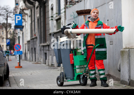 Street cleaning worker in Brussels, Belgium Stock Photo - Alamy