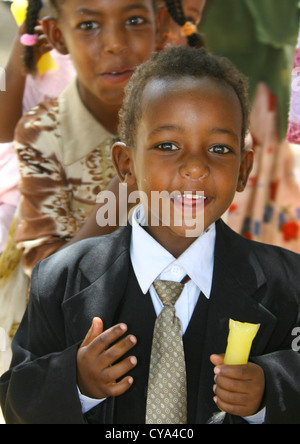 Kids Dressed For Festival Of Mariam Dearit, Keren, Eritrea Stock Photo ...