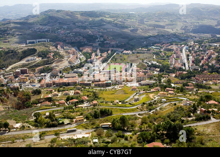 The lower landscape surrounding Enna city, Sicily, Italy Stock Photo ...