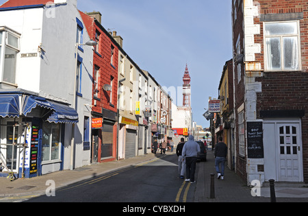 Blackpool Lancashire coast UK- Run down shops in side streets with ...