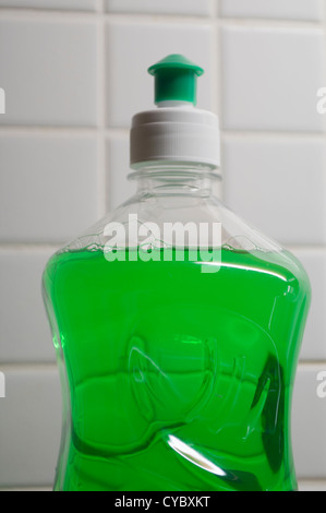 Washing liquid bubbles close up. Abstract blue color background Stock ...