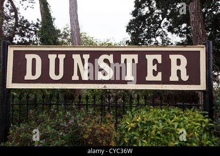 Dunster train station sign Stock Photo - Alamy