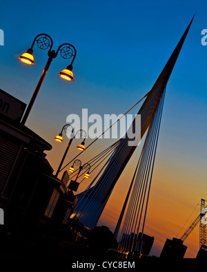Esplanade Riel Bridge over the Red River Winnipeg Manitoba Canada Stock ...