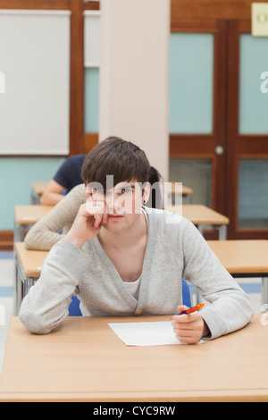 Man thinking during exam Stock Photo - Alamy