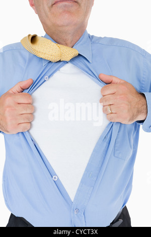 Man man ripping his shirt Stock Photo - Alamy