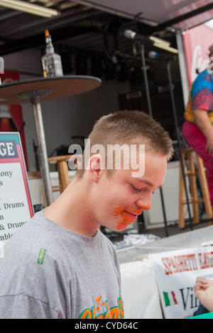 Spaghetti Eating Contest Stock Photo - Alamy