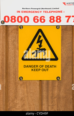 Danger information sign detail for electricity, safety Stock Photo - Alamy