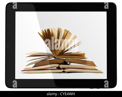 Generic Tablet Computer and book - Digital Library Concept Stock Photo ...