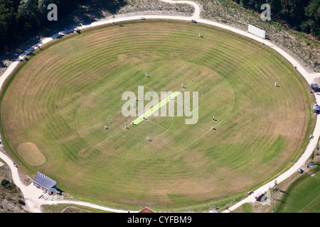 High angle view of a cricket field, Captain Roop Singh Stadium, Gwalior ...