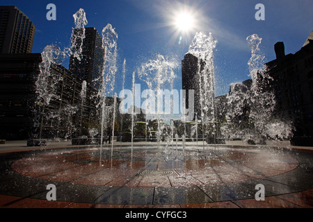 Rings Fountain in the Wharf District Parks with the Harbour Garage and ...