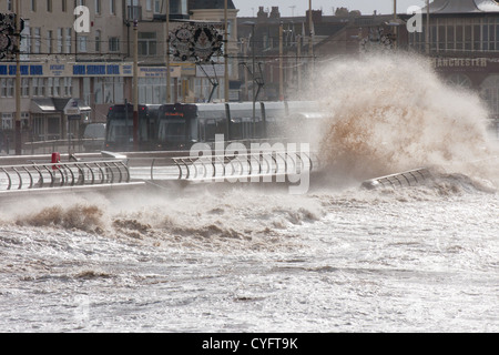 Stormy day on Blackpool's new seafront Stock Photo - Alamy
