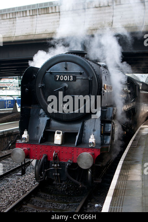 Steam locomotive number 70013 Oliver Cromwell at Mytholmes on the ...