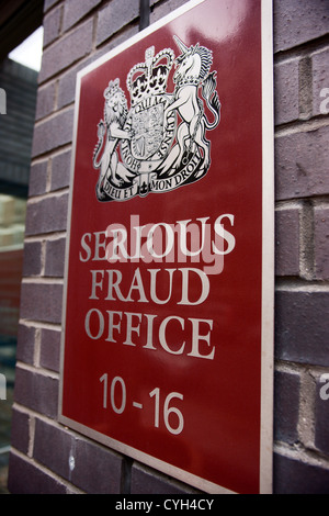 Serious Fraud Office (SFO) sign outside the London offices. The SFO ...