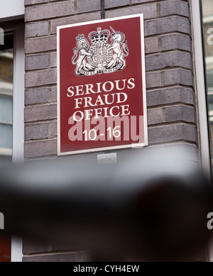 Serious Fraud Office (SFO) sign outside 2-4 Cockspur St London. The SFO ...
