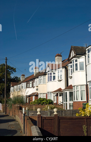 terrace of 1930s houses with bay windows, whitton, middlesex, england ...