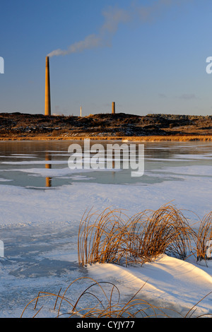 Vale Superstack reflected in Kelly Lake, Greater Sudbury, Ontario ...