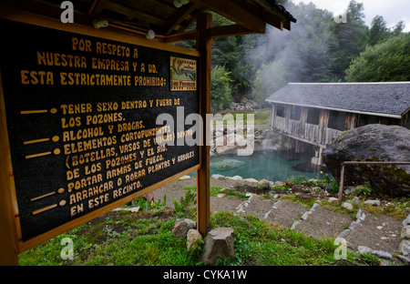 Chile. South America. Rules at Termas Los Pozones Hot Springs in Rio ...