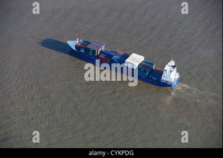 Ship entering Liverpool Docks at the mouth of the River Mersey, North ...