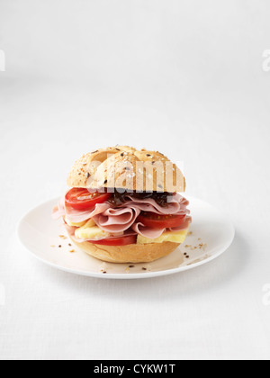 Ham sandwich on a white background Stock Photo - Alamy