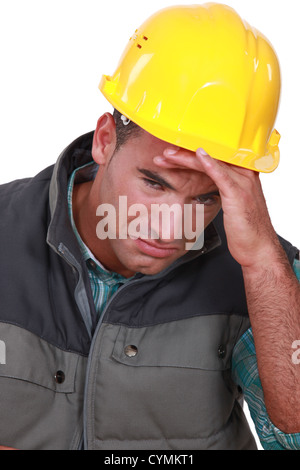 Construction worker crying Stock Photo - Alamy