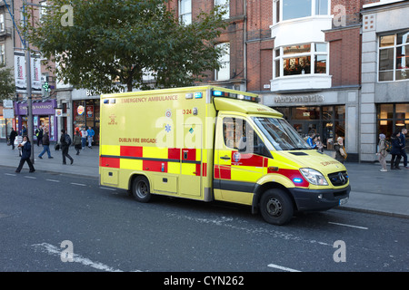 dublin fire brigade emergency ambulance on call out with fire engine ...