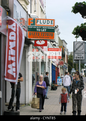 High street in Worthing town centre West Sussex with to let boards UK ...