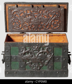 A heavy iron casket,South German circa 1720.Rectangular casket with ...