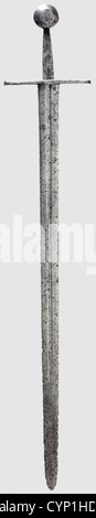 A German knightly sword,circa 1350. Strong double-edged blade with a ...