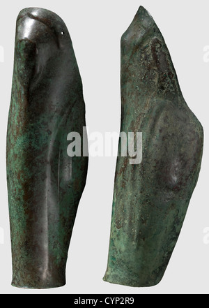 A pair of Greek bronze greaves,4th century B.C. Anatomically formed ...