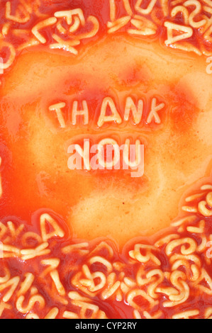 thank you concept with red pasta snack Stock Photo - Alamy