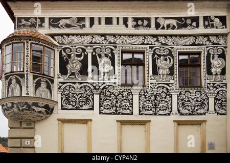 Sgraffito House Charles Square Trebic UNESCO Czech Republic Stock Photo ...
