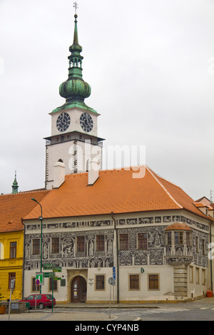 Sgraffito House Charles Square Trebic UNESCO Czech Republic Stock Photo ...