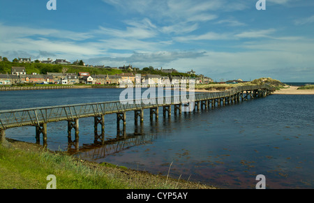 The Lossiemouth wooden bridge to the East beach crosses the River ...