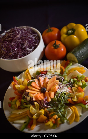 bell pepper, green salad and arugula, close up Stock Photo - Alamy