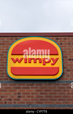 Sign for a Wimpy fast food restaurant at a service station in the UK ...