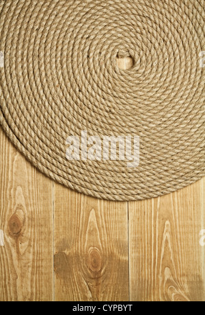 rope on wooden texture background Stock Photo - Alamy
