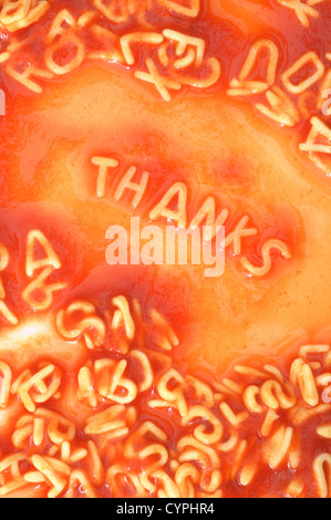 thank you concept with red pasta snack Stock Photo - Alamy