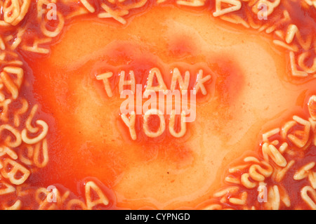 thank you concept with red pasta snack Stock Photo - Alamy