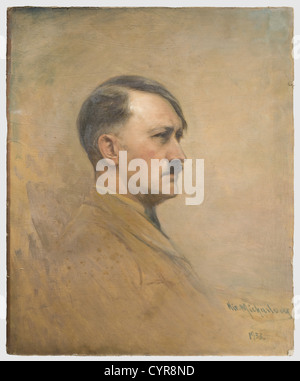 1930s Adolf Hitler Portrait in NSDAP uniform with Swastika armband as ...