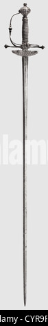 A Dutch or Danish cup-hilt rapier,early 17th century Straight blade of ...