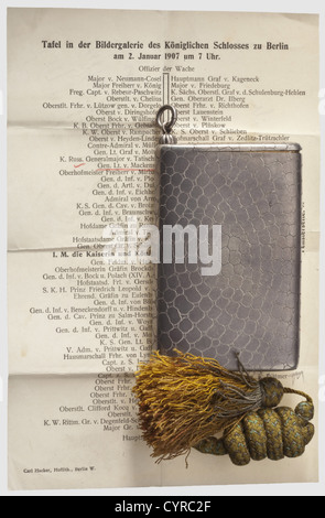 Kaiser Wilhelm II, a silver cigarette case Ornate with diagonal grooves ...