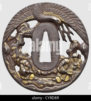 Iron tsuba of circular form,Japan,mid Edo period Finely carved iron ...