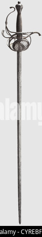 A German cup-hilt rapier, circa 1740 Double-edged thrusting blade of ...