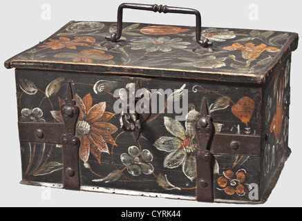 A Swabian painted casket,circa 1700 Body made of reused beech wood from ...