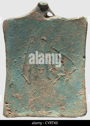A Roman Cybele votive plate,2nd/3rd century AD. Bronze with bright ...