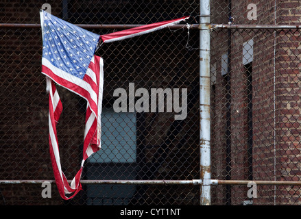 ripped torn Tattered American flag USA windblown old glory star ...