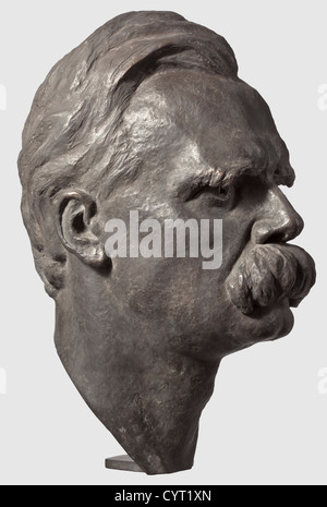 Friedrich Nietzsche (1844 - 1900), a portrait bust by Friedrich Rogge ...
