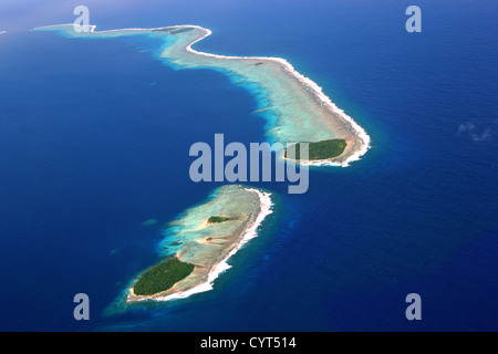 Aerial view of Micronesian atoll near Chuuk, Federated States of ...