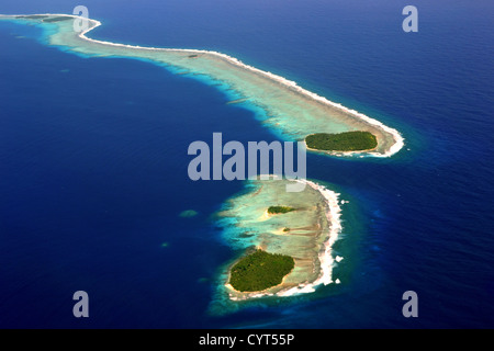 Aerial view of Micronesian atoll near Chuuk, Federated States of ...