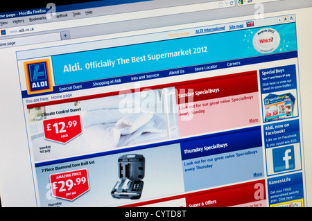 Aldi supermarket website for shopping on the internet; on an iPad, UK ...